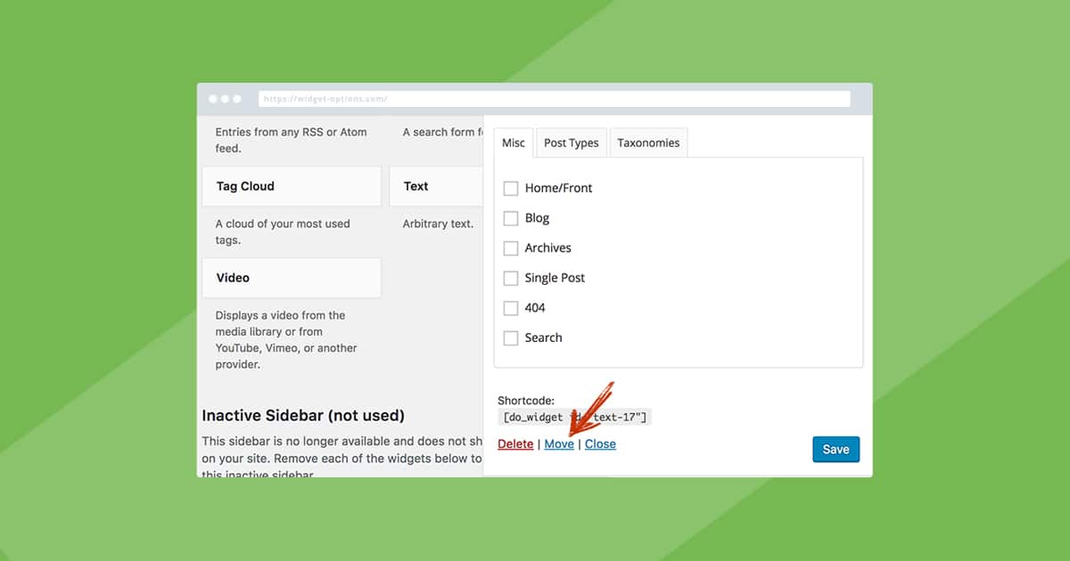 Move WordPress Widgets without the old drag-and-drop action