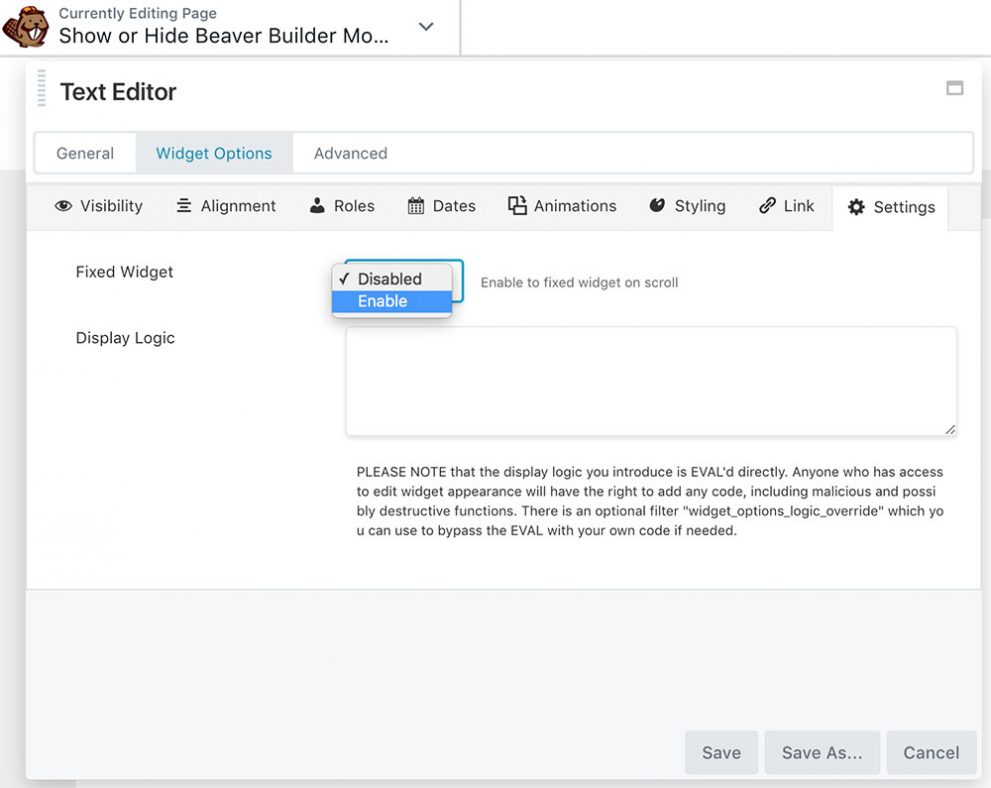 Guide: Using Widget Options to Manage Beaver Builder Modules